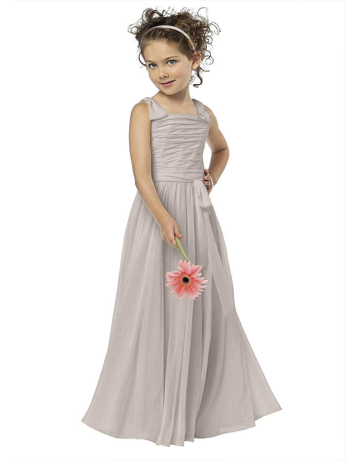 Flower Girl Shimmer Dress Fl4033ls In Taupe Silver | The Dessy Group