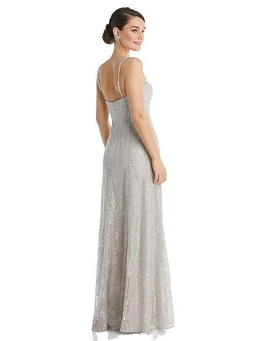 Metallic Lace Trumpet Dress with Adjustable Spaghetti Straps | The ...