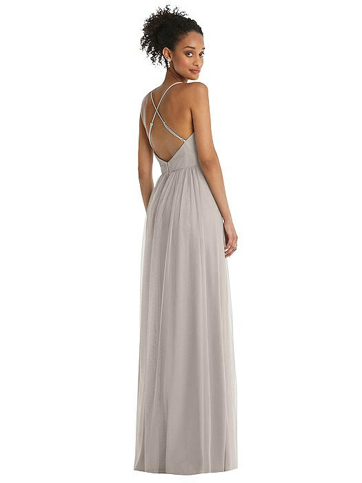 Illusion Deep V-Neck Tulle Maxi Dress with Adjustable Straps | The ...