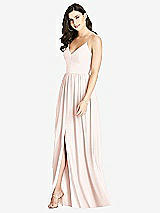 Criss Cross Strap Backless Maxi Bridesmaid Dress In Blush | The Dessy Group