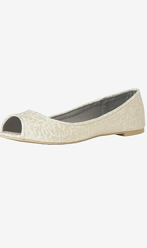 Park Avenue Brocade Open-toe Wedding Flats In Ivory Gold | The Dessy Group