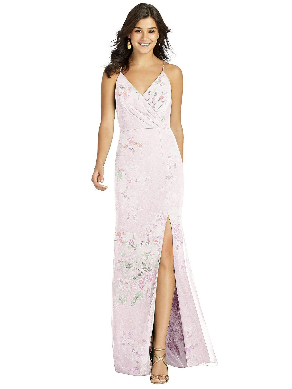 Criss Cross Back Mermaid Wrap Bridesmaid Dress In Watercolor Print ...