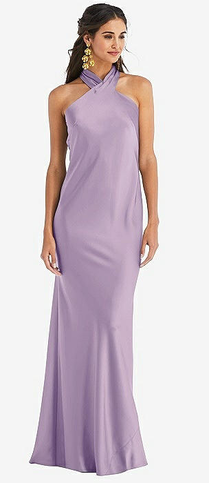 Purple Halter Bridesmaid Dresses