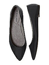 Chelsea Satin Ballet Wedding Flats In Black | The Dessy Group