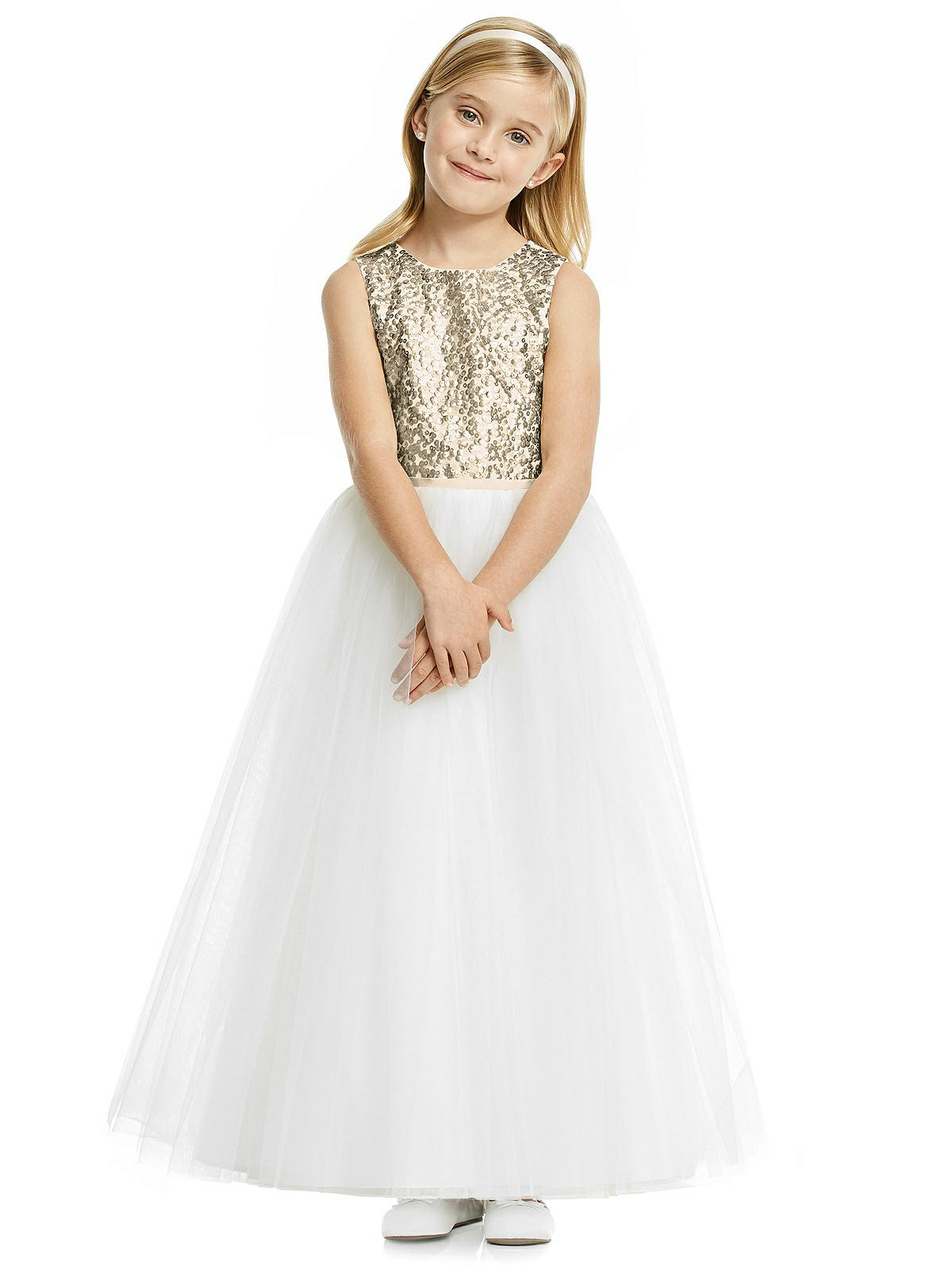 Flower Girl Dress Fl4055 In Ivory & Rose Gold | The Dessy Group