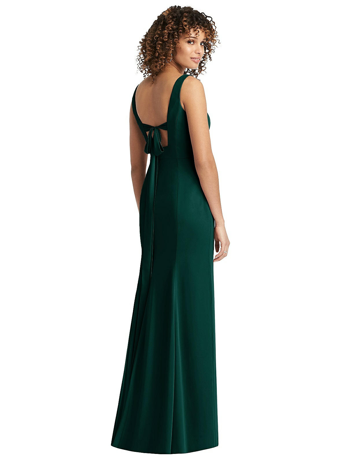 Sleeveless Tie Back Chiffon Trumpet Bridesmaid Dress In Evergreen | The ...