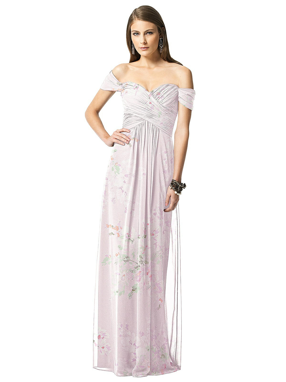 Off-the-shoulder Ruched Chiffon Maxi Bridesmaid Dress - Alessia In ...
