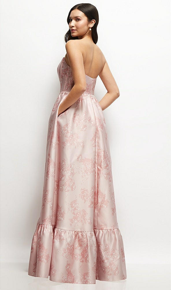 Floral Strapless Cat-eye Boned Bodice Maxi Bridesmaid Dress With Ruffle ...