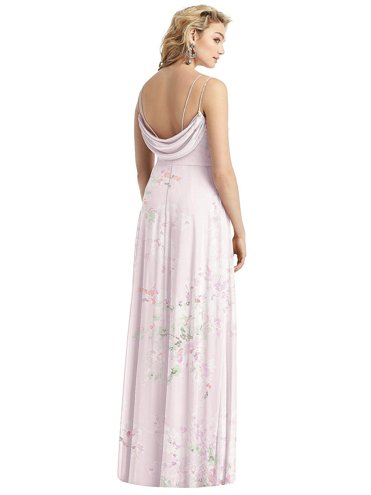 Cowl-back Double Strap Maxi Bridesmaid Dress With Side Slit In ...