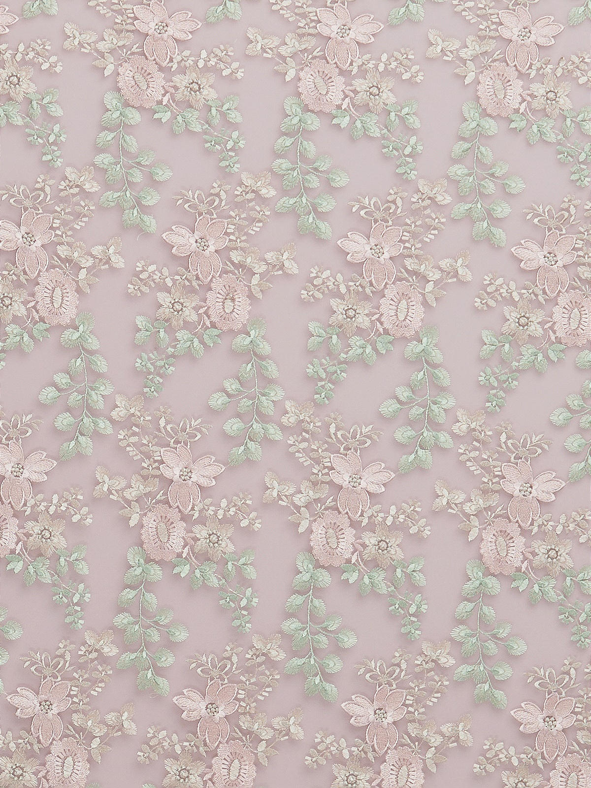 Ivy Fleur Embroidery Fabric By The Yard In Suede Rose | The Dessy Group