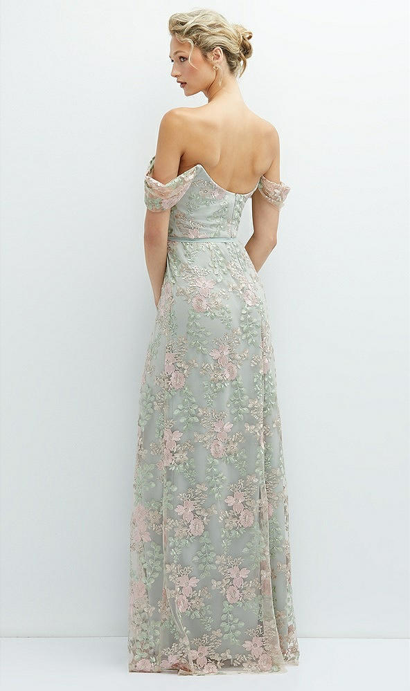 Off-the-shoulder A-line Floral Embroidered Bridesmaid Dress With Skinny ...
