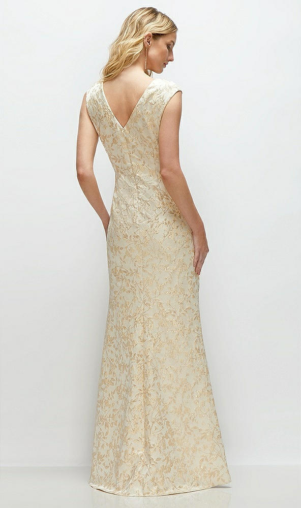 Sleeveless Cap Shoulder Champagne Filigree Brocade Maxi Bridesmaid ...