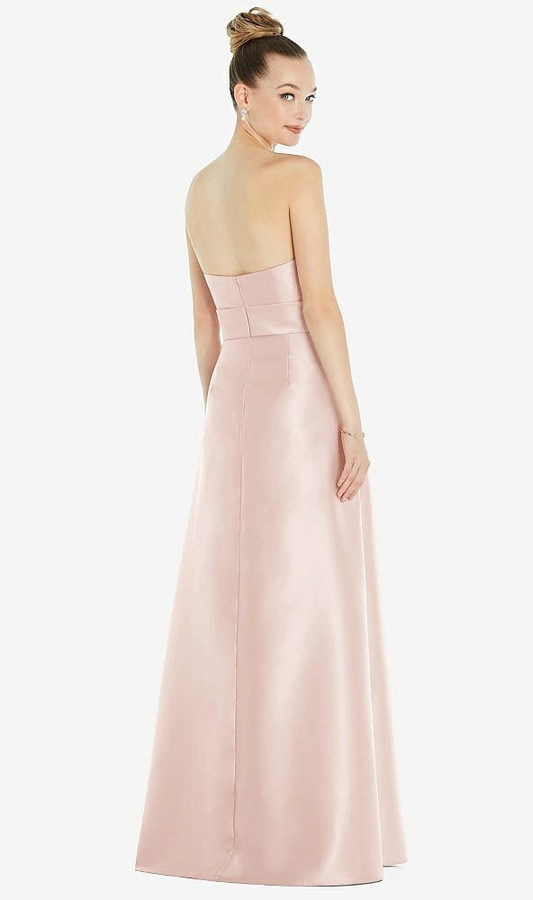 Basque-neck Strapless Satin Bridesmaid Dress With Mini Sash In Blush ...