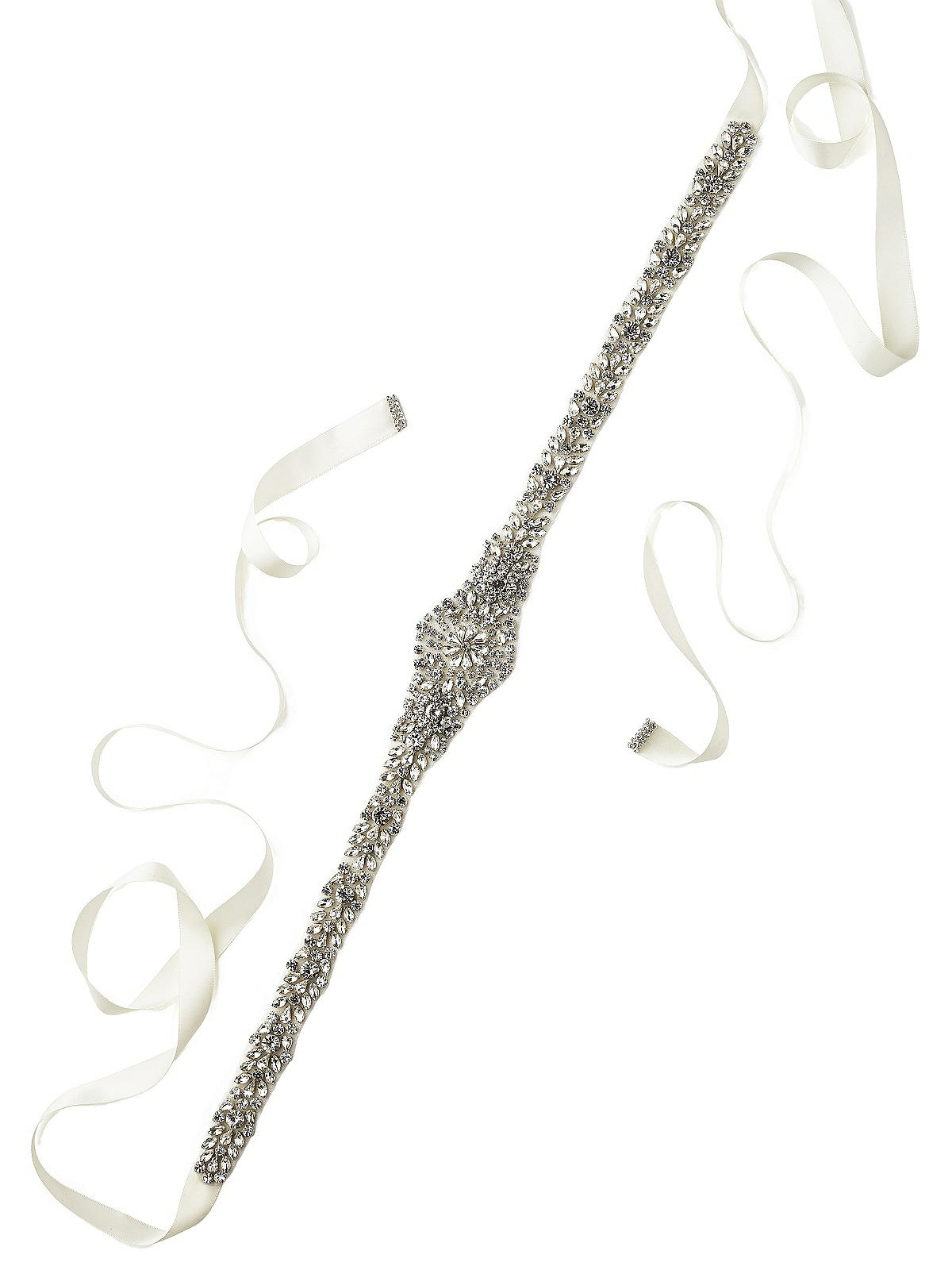 Bridget - Flower Spray Bridal Sash In Ivory | The Dessy Group