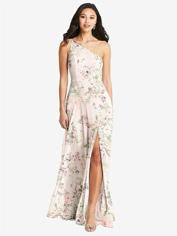One-shoulder Chiffon Maxi Bridesmaid Dress With Shirred One-shoulder Chiffon Maxi Bridesmaid Dress With Shirred