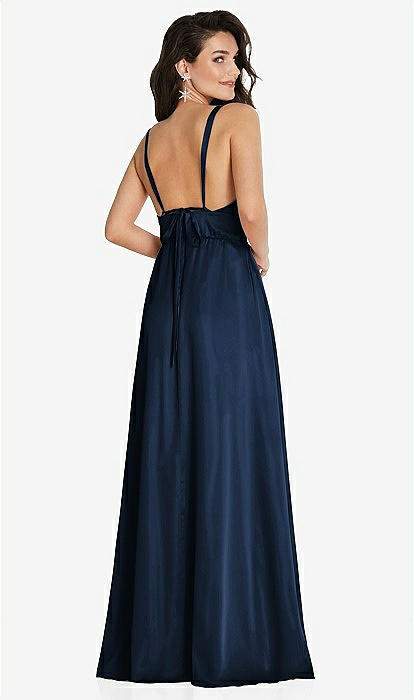 Deep V-neck Shirred Skirt Maxi Bridesmaid Dress With Deep V-neck Shirred Skirt Maxi Bridesmaid Dress With