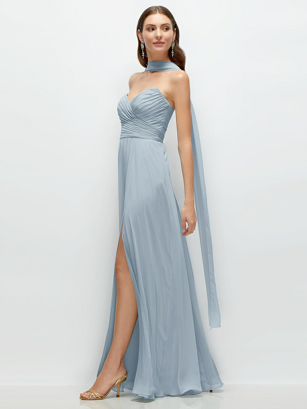 Skinny Chiffon Scarf In Mist | The Dessy Group