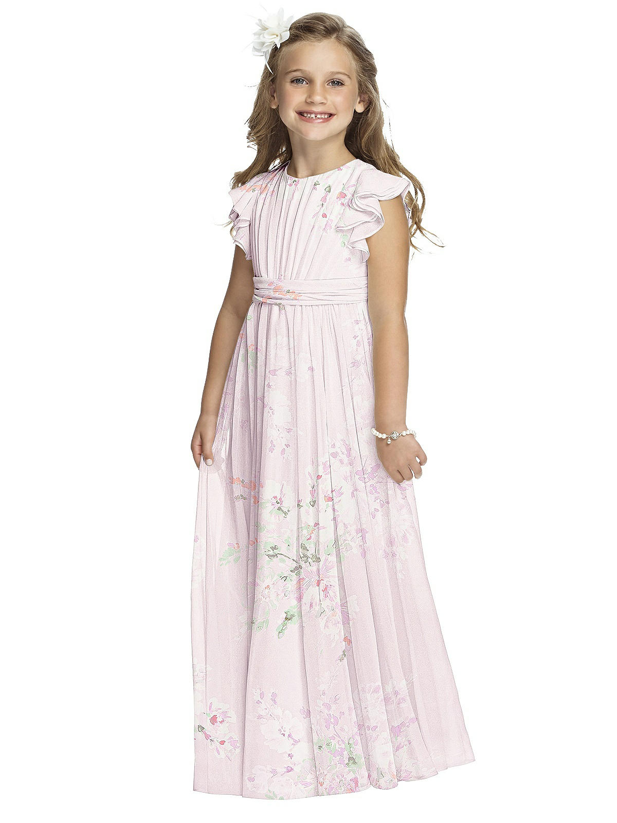 Flower Girl Dress Fl4038 In Watercolor Print | The Dessy Group