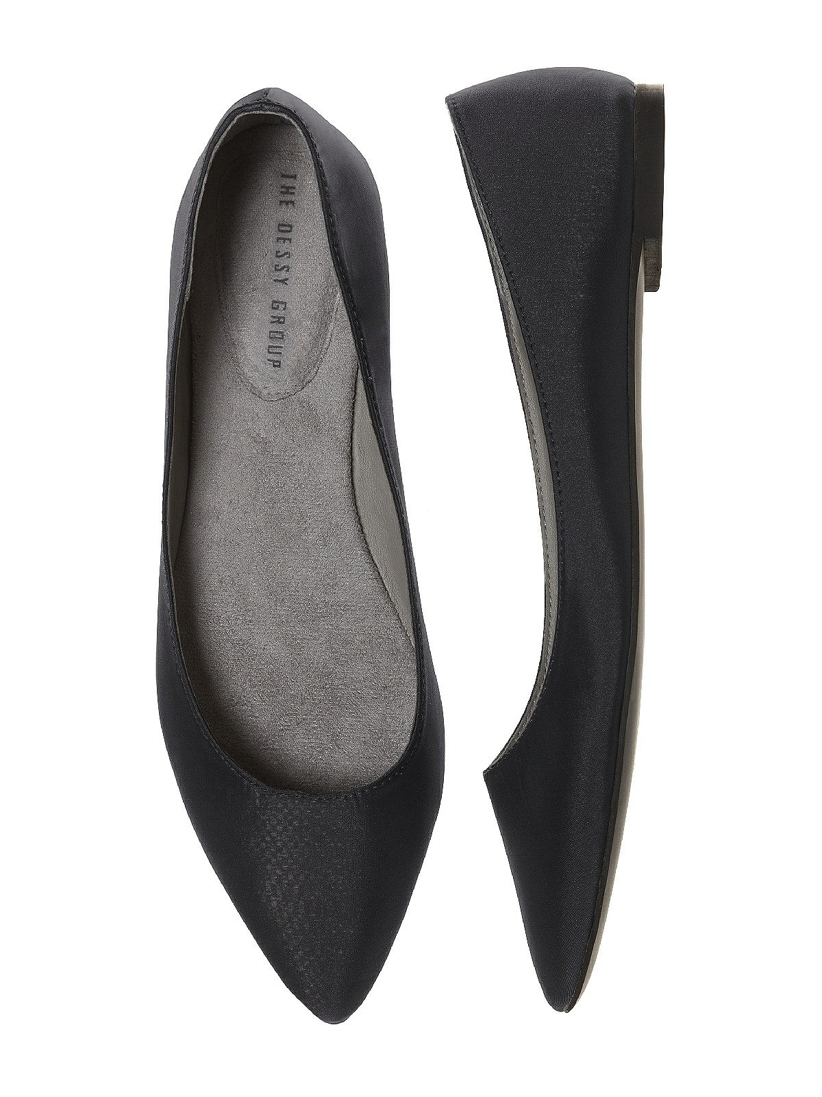 Chelsea Satin Ballet Wedding Flats In Black | The Dessy Group